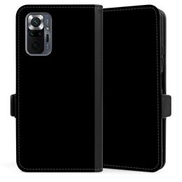 DeinDesign Xiaomi Redmi Note 10 Pro Handy Klapph&uuml;lle Handyh&uuml;lle aus Kunst Leder schwarz Flip Case Colour Unicoloured Black Sideflip mit langer Lasche