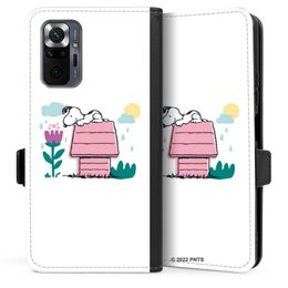 DeinDesign Xiaomi Redmi Note 10 Pro Handy Klapph&uuml;lle Handyh&uuml;lle aus Kunst Leder schwarz Flip Case Snoopy Dog Official Licensed Product Sideflip mit langer Lasche