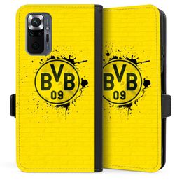 DeinDesign Xiaomi Redmi Note 10 Pro Handy Klapph&uuml;lle Handyh&uuml;lle aus Kunst Leder schwarz Flip Case Official Licensed Product Bvb Borussia Dortmund Sideflip mit 