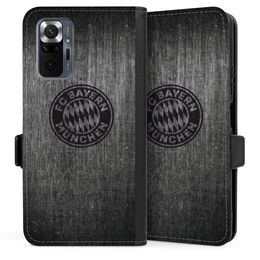 DeinDesign Xiaomi Redmi Note 10 Pro Handy Klapph&uuml;lle Handyh&uuml;lle aus Kunst Leder schwarz Flip Case Metallic Look Fcb Fc Bayern M&uuml;nchen Sideflip mit langer Lasche
