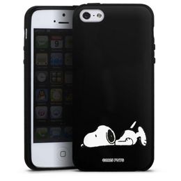 DeinDesign iPhone SE (2016-2019) Handy Silikon H&uuml;lle Case schwarz Handyh&uuml;lle Snoopy Official Licensed Product Peanuts
