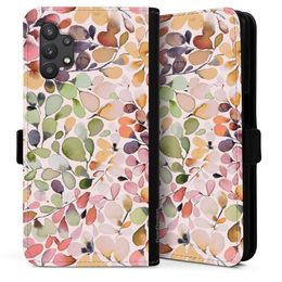 DeinDesign Galaxy A32 5G Handy Klapph&uuml;lle Handyh&uuml;lle aus Kunst Leder schwarz Flip Case Muster Eukalyptus Pattern Sideflip mit langer Lasche