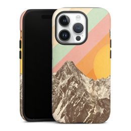 DeinDesign iPhone 14 Pro Handy Panzer Handyh&uuml;lle robuste Outdoor H&uuml;lle Schutzh&uuml;lle matt Sunshine Mountain Retro Tough Case