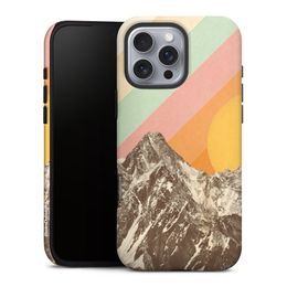 DeinDesign iPhone 16 Pro Max Handy Panzer Handyh&uuml;lle robuste Outdoor H&uuml;lle Schutzh&uuml;lle gl&auml;nzend Sunshine Mountain Retro Tough Case