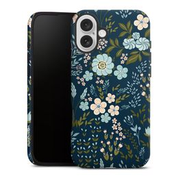 DeinDesign iPhone 16 Plus Handy Panzer Handyh&uuml;lle robuste Outdoor H&uuml;lle Schutzh&uuml;lle matt Muster Flowers Blue Tough Case