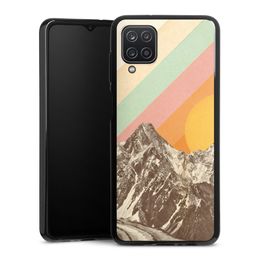 DeinDesign Galaxy A12 Handy Silikon H&uuml;lle Case schwarz Handyh&uuml;lle Retro Mountain Sunshine