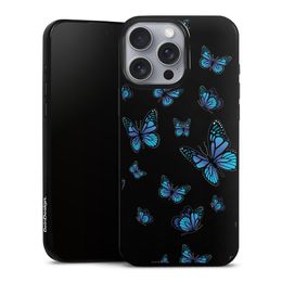 DeinDesign iPhone 16 Pro Max Handy Slim Case extra d&uuml;nn Silikon Handyh&uuml;lle schwarz H&uuml;lle Transparent Butterfly Muster Silikon Slim Case