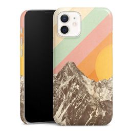 DeinDesign iPhone 12 Handy Premium Case Smartphone Handyh&uuml;lle Schutzh&uuml;lle gl&auml;nzend Sunshine Mountain Retro Premium Case