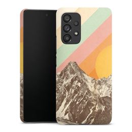 DeinDesign Galaxy A53 5G Handy Premium Case Smartphone Handyh&uuml;lle Schutzh&uuml;lle gl&auml;nzend Retro Mountain Sunshine Premium Case