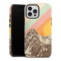 DeinDesign iPhone 13 Pro Max Handy Panzer Handyh&uuml;lle robuste Outdoor H&uuml;lle Schutzh&uuml;lle gl&auml;nzend Sunshine Mountain Retro Tough Case