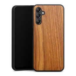 DeinDesign Galaxy A14 5G Handy Premium Silikon H&uuml;lle Handyh&uuml;lle schwarz Case Larch Wood Wooden Look Silikon Premium Case