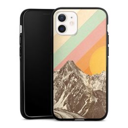 DeinDesign iPhone 12 mini Handy Silikon H&uuml;lle Case schwarz Handyh&uuml;lle Sunshine Mountain Retro