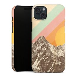 DeinDesign iPhone 15 Plus Handy Premium Case Smartphone Handyh&uuml;lle Schutzh&uuml;lle matt Sunshine Mountain Retro Premium Case