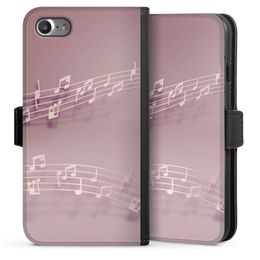 DeinDesign iPhone 8 Handy Klapph&uuml;lle Handyh&uuml;lle aus Kunst Leder schwarz Flip Case Music Note Music Light Pink Sideflip mit Lasche