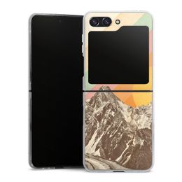 DeinDesign Galaxy Z Flip 5 Handy Hard Case Schutzh&uuml;lle transparent Smartphone Handy H&uuml;lle Retro Mountain Sunshine Hard Case