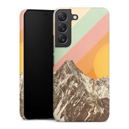 DeinDesign Galaxy S22 Handy Premium Case Smartphone Handyh&uuml;lle Schutzh&uuml;lle gl&auml;nzend Sunshine Mountain Retro Premium Case