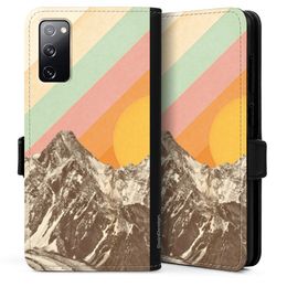 DeinDesign Galaxy S20 Handy Klapph&uuml;lle Handyh&uuml;lle aus Kunst Leder schwarz Flip Case Retro Mountain Sunshine Sideflip mit Lasche