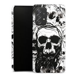 DeinDesign Galaxy A52s 5G Handy Premium Case Smartphone Handyh&uuml;lle Schutzh&uuml;lle gl&auml;nzend Totenkopf Skulls Halloween Premium Case