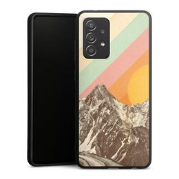 DeinDesign Galaxy A52s 5G Handy Premium Silikon H&uuml;lle Handyh&uuml;lle schwarz Case Sunshine Retro Mountain Silikon Premium Case