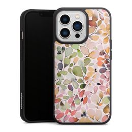 DeinDesign iPhone 13 Pro Handy Premium Silikon H&uuml;lle Handyh&uuml;lle schwarz Case Eukalyptus Muster Pattern Silikon Premium Case