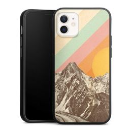 DeinDesign iPhone 12 mini Handy Premium Silikon H&uuml;lle Handyh&uuml;lle schwarz Case Sunshine Mountain Retro Silikon Premium Case