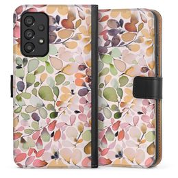 DeinDesign Galaxy A33 5G Handy Klapph&uuml;lle Handyh&uuml;lle aus Kunst Leder schwarz Flip Case Muster Eukalyptus Pattern Sideflip mit langer Lasche