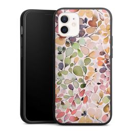 DeinDesign iPhone 12 mini Handy Premium Silikon H&uuml;lle Handyh&uuml;lle schwarz Case Eukalyptus Muster Pattern Silikon Premium Case