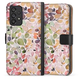 DeinDesign Galaxy A53 5G Handy Klapph&uuml;lle Handyh&uuml;lle aus Kunst Leder schwarz Flip Case Muster Eukalyptus Pattern Sideflip mit langer Lasche