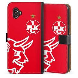 DeinDesign Galaxy XCover 6 Pro Handy Klapph&uuml;lle Handyh&uuml;lle aus Kunst Leder schwarz Flip Case Star 1. Fc Kaiserslautern Devil Sideflip mit langer Lasche