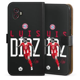 DeinDesign Galaxy XCover 6 Pro Handy Klapph&uuml;lle Handyh&uuml;lle aus Kunst Leder schwarz Flip Case Official Licensed Product Luis Diaz Fc Bayern M&uuml;nchen Sideflip mit 