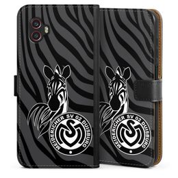 DeinDesign Galaxy XCover 6 Pro Handy Klapph&uuml;lle Handyh&uuml;lle aus Kunst Leder schwarz Flip Case Msv Duisburg Muster Zebra Sideflip mit langer Lasche