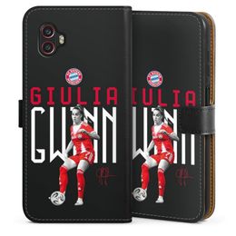 DeinDesign Galaxy XCover 6 Pro Handy Klapph&uuml;lle Handyh&uuml;lle aus Kunst Leder schwarz Flip Case Fc Bayern M&uuml;nchen Giulia Gwinn Official Licensed Product Sideflip 