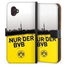 DeinDesign Galaxy XCover 6 Pro Handy Klapph&uuml;lle Handyh&uuml;lle aus Kunst Leder schwarz Flip Case Statement Borussia Dortmund Bvb Sideflip mit langer Lasche