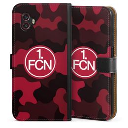 DeinDesign Galaxy XCover 6 Pro Handy Klapph&uuml;lle Handyh&uuml;lle aus Kunst Leder schwarz Flip Case 1. Fcn Logo 1. Fc N&uuml;rnberg Sideflip mit langer Lasche