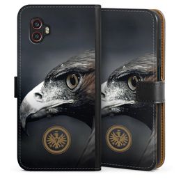 DeinDesign Galaxy XCover 6 Pro Handy Klapph&uuml;lle Handyh&uuml;lle aus Kunst Leder schwarz Flip Case Eintracht Frankfurt Official Licensed Product Eagle Sideflip mit 