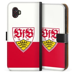 DeinDesign Galaxy XCover 6 Pro Handy Klapph&uuml;lle Handyh&uuml;lle aus Kunst Leder schwarz Flip Case Logo Official Licensed Product Vfb Stuttgart Sideflip mit langer 