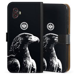 DeinDesign Galaxy XCover 6 Pro Handy Klapph&uuml;lle Handyh&uuml;lle aus Kunst Leder schwarz Flip Case Eintracht Frankfurt Official Licensed Product Attila Sideflip mit 