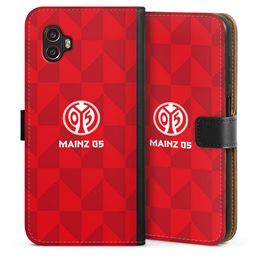 DeinDesign Galaxy XCover 6 Pro Handy Klapph&uuml;lle Handyh&uuml;lle aus Kunst Leder schwarz Flip Case Mainz 05 Merchandise Official Licensed Product Sideflip mit langer 