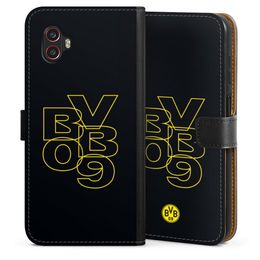 DeinDesign Galaxy XCover 6 Pro Handy Klapph&uuml;lle Handyh&uuml;lle aus Kunst Leder schwarz Flip Case Lettering Official Licensed Product Bvb Sideflip mit langer Lasche