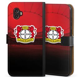 DeinDesign Galaxy XCover 6 Pro Handy Klapph&uuml;lle Handyh&uuml;lle aus Kunst Leder schwarz Flip Case Official Licensed Product Stadium Bayer 04 Leverkusen Sideflip mit 