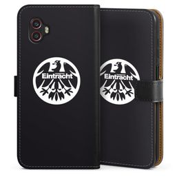 DeinDesign Galaxy XCover 6 Pro Handy Klapph&uuml;lle Handyh&uuml;lle aus Kunst Leder schwarz Flip Case Logo Eintracht Frankfurt Eagle Sideflip mit langer Lasche