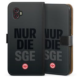 DeinDesign Galaxy XCover 6 Pro Handy Klapph&uuml;lle Handyh&uuml;lle aus Kunst Leder schwarz Flip Case Sge Official Licensed Product Eintracht Frankfurt Sideflip mit 
