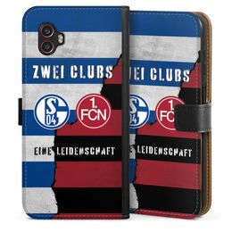 DeinDesign Galaxy XCover 6 Pro Handy Klapph&uuml;lle Handyh&uuml;lle aus Kunst Leder schwarz Flip Case 1. Fc N&uuml;rnberg Friendship Fc Schalke 04 Sideflip mit langer Lasche