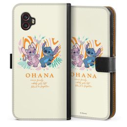 DeinDesign Galaxy XCover 6 Pro Handy Klapph&uuml;lle Handyh&uuml;lle aus Kunst Leder schwarz Flip Case Disney Official Licensed Product Lilo & Stitch Sideflip mit langer 