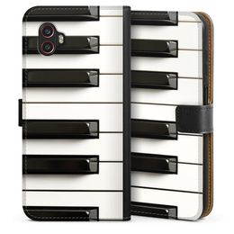 DeinDesign Galaxy XCover 6 Pro Handy Klapph&uuml;lle Handyh&uuml;lle aus Kunst Leder schwarz Flip Case Piano Music Klavier Sideflip mit langer Lasche