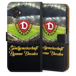 DeinDesign Galaxy XCover 6 Pro Handy Klapph&uuml;lle Handyh&uuml;lle aus Kunst Leder schwarz Flip Case Sgd Sg Dynamo Dresden Official Licensed Product Sideflip mit langer 