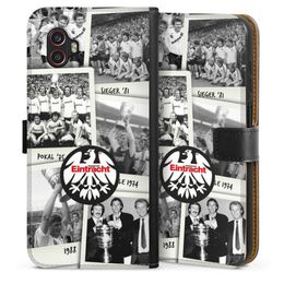 DeinDesign Galaxy XCover 6 Pro Handy Klapph&uuml;lle Handyh&uuml;lle aus Kunst Leder schwarz Flip Case Official Licensed Product Retro Eintracht Frankfurt Sideflip mit 