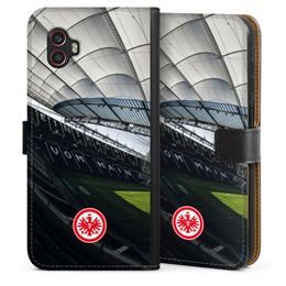 DeinDesign Galaxy XCover 6 Pro Handy Klapph&uuml;lle Handyh&uuml;lle aus Kunst Leder schwarz Flip Case Stadium Official Licensed Product Eintracht Frankfurt Sideflip mit 