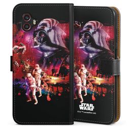 DeinDesign Galaxy XCover 6 Pro Handy Klapph&uuml;lle Handyh&uuml;lle aus Kunst Leder schwarz Flip Case Star Wars Darth Vader Merchandise Sideflip mit langer Lasche