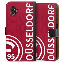 DeinDesign Galaxy XCover 6 Pro Handy Klapph&uuml;lle Handyh&uuml;lle aus Kunst Leder schwarz Flip Case Fortuna D&uuml;sseldorf Lettering F95 Sideflip mit langer Lasche